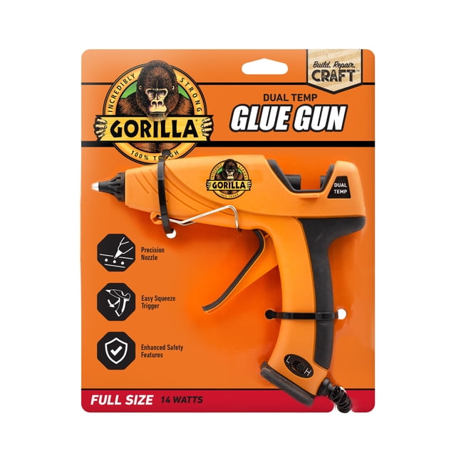 Gorilla Glue Dual Temp Full-Size Hot Glue Gun - High & Low Temperature ...