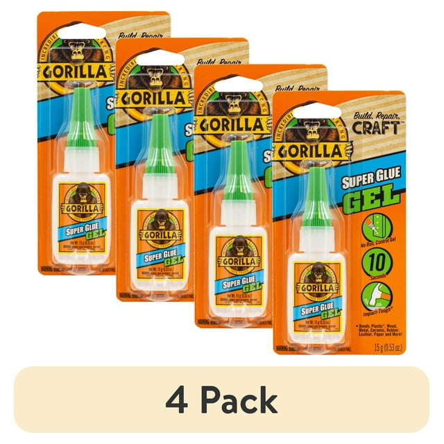 (4 pack) Gorilla Glue Super Glue Clear Gel, 15 Gram (.53 ounces ...