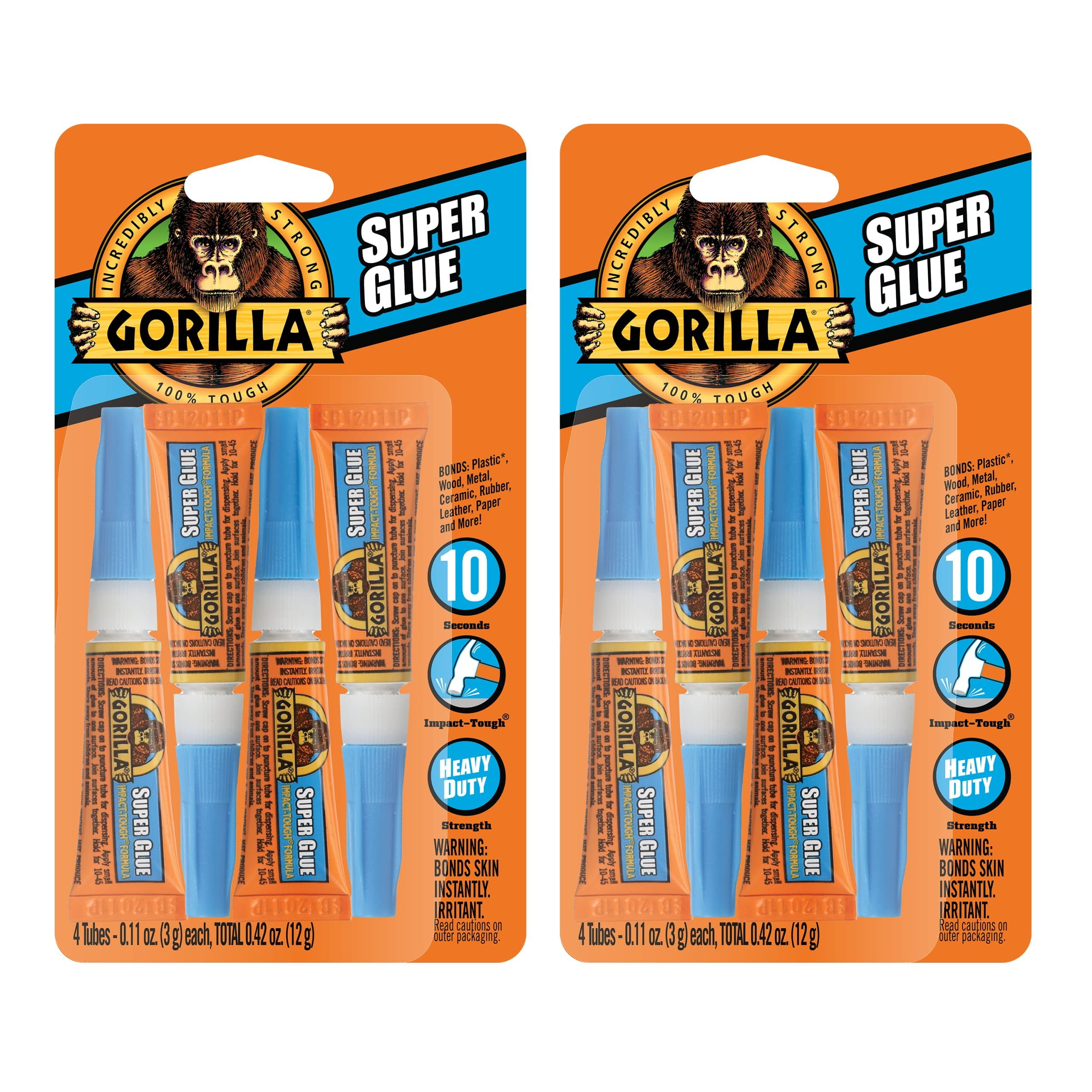 Gorilla Super Glue Liquid - Fast Setting, Clear, Anti Clog Cap - 4 ...