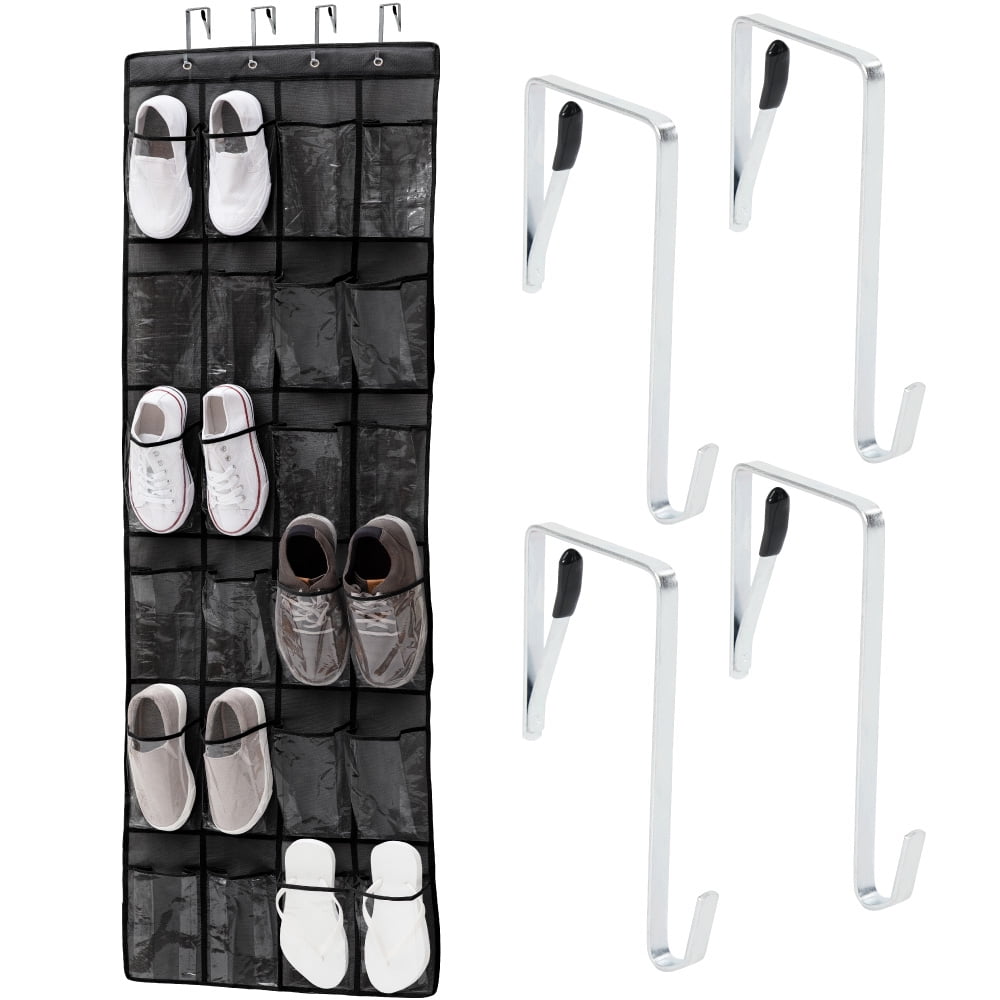 Gorilla Grip Over the Door Shoe Organizer, 24 Clear PVC Pockets, Holds ...