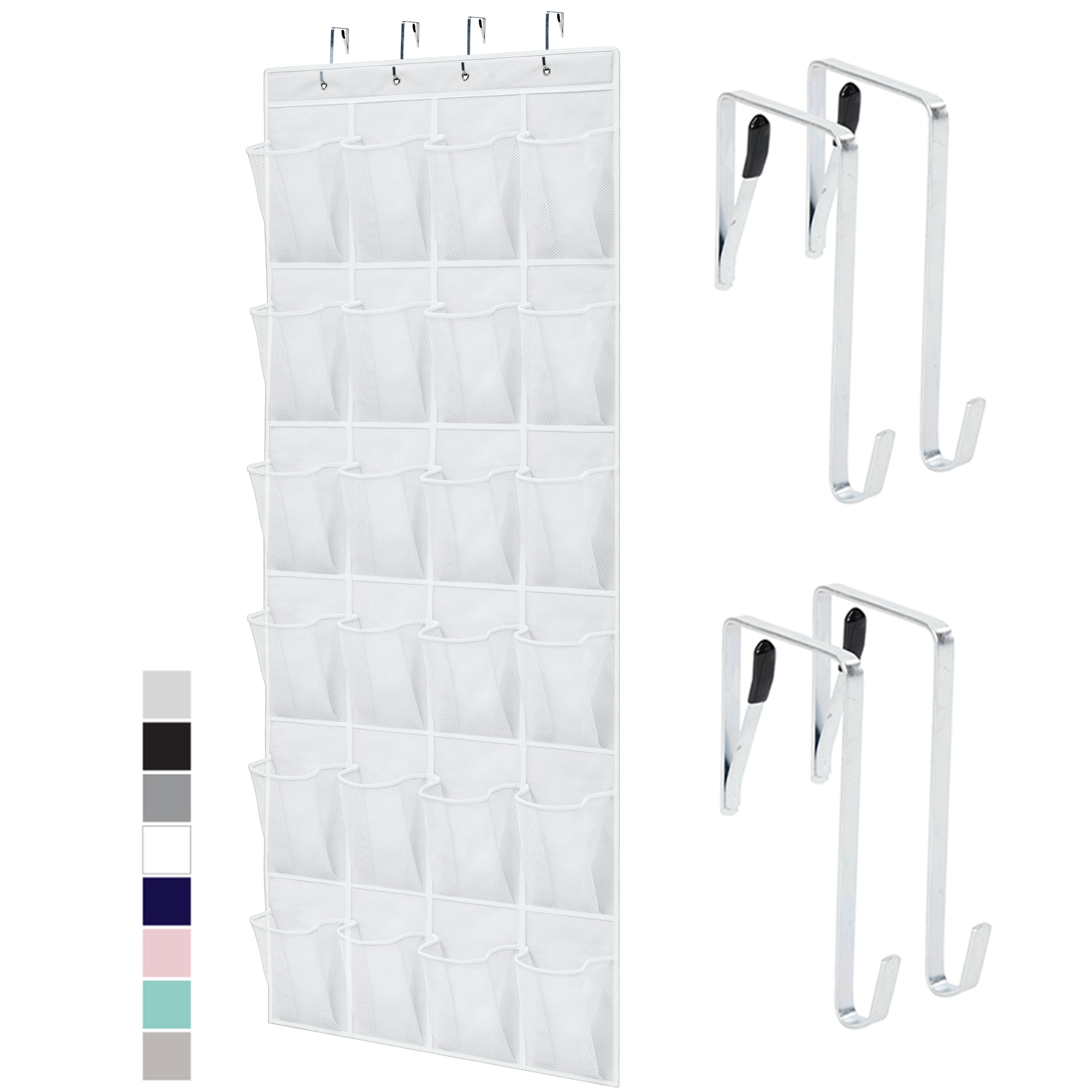 Gorilla Grip 24 Pocket Over the Door Shoe Organizer Mesh Pockets Holds ...