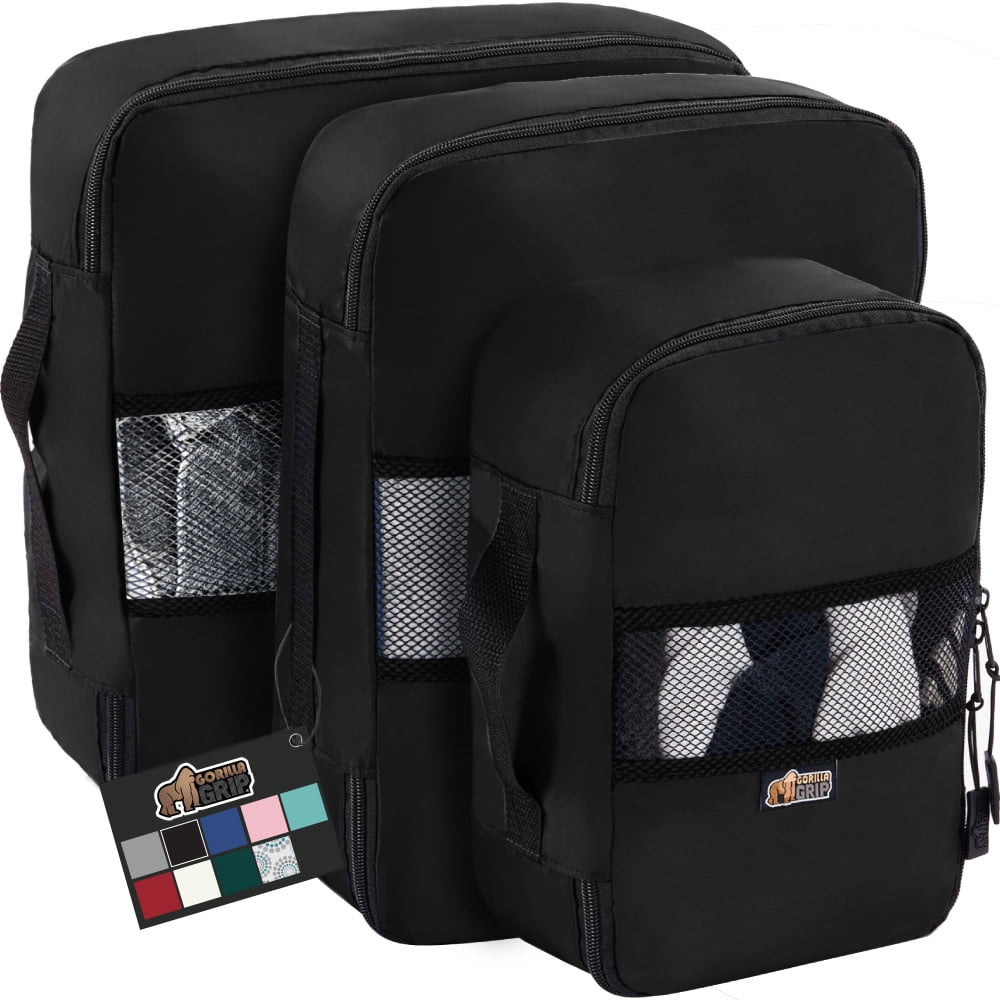 GORILLA GRIP 3 Piece Packing Cubes Set, Travel Essential Space Saving ...