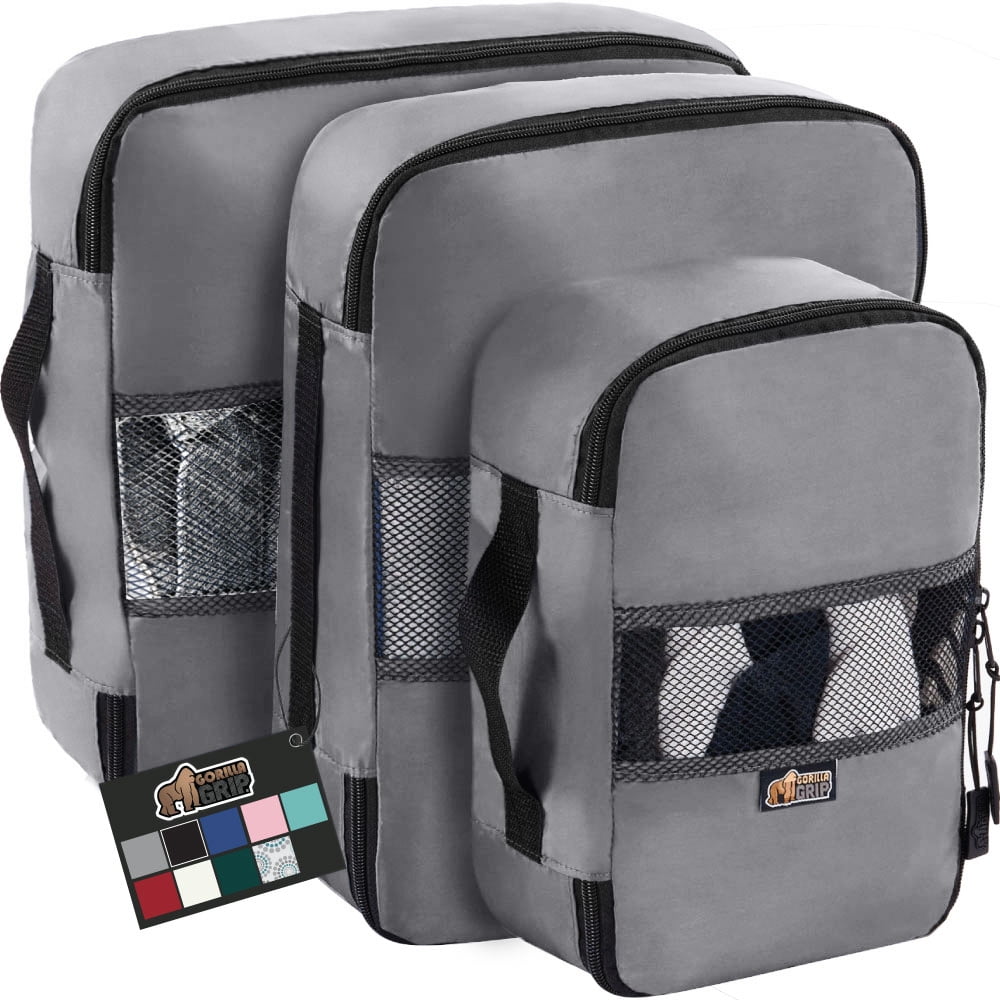 GORILLA GRIP 3 Piece Packing Cubes Set, Travel Essential Space Saving ...