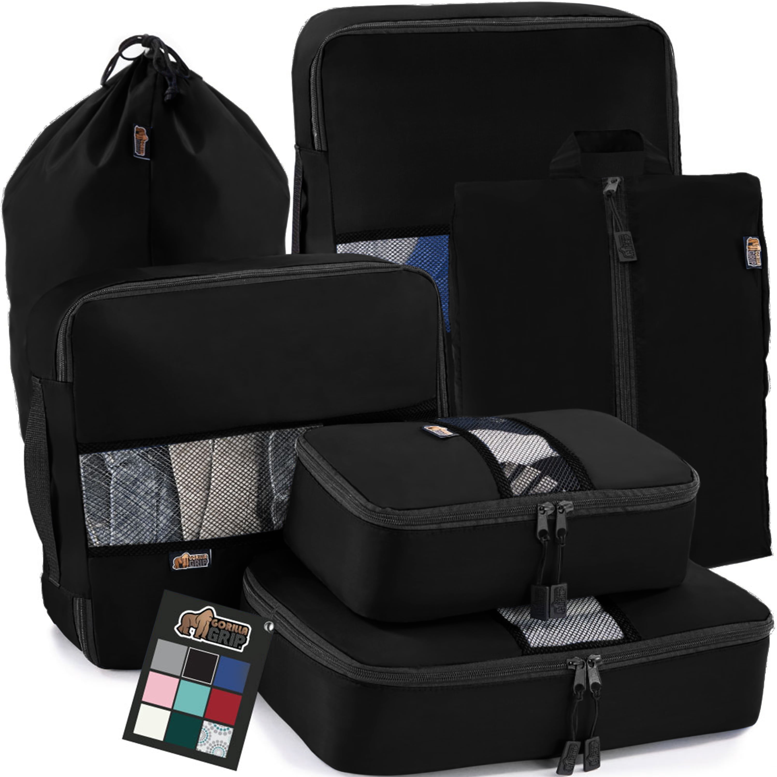 GORILLA GRIP 6 Piece Packing Cubes Set, Travel Essential Space Saving ...