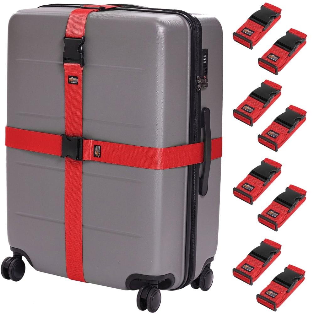 GORILLA GRIP 8 Pack Adjustable Luggage Straps for Suitcases, Travel ...