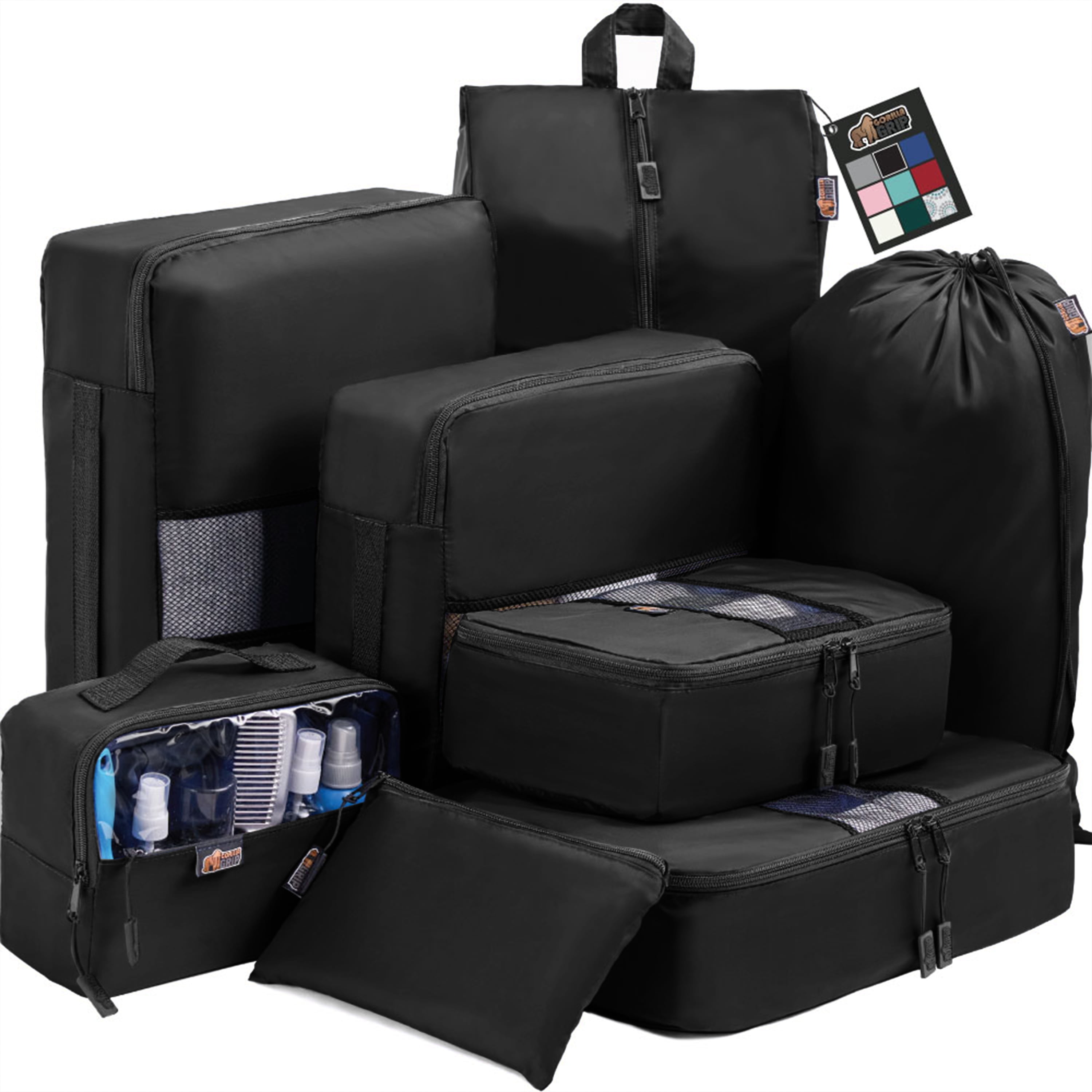 GORILLA GRIP 8 Piece Packing Cubes Set, Travel Essential Space Saving ...