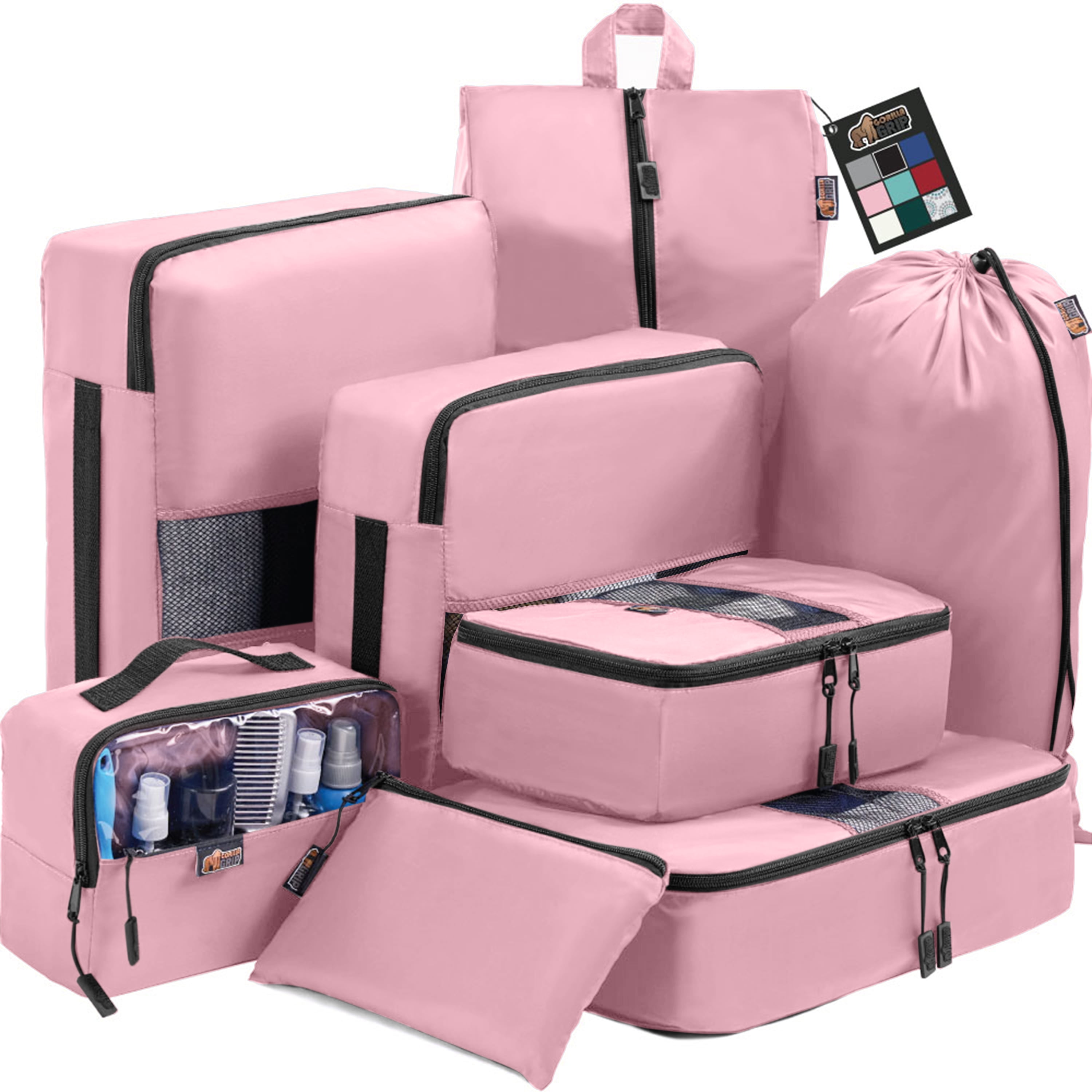 GORILLA GRIP 8 Piece Packing Cubes Set, Travel Essential Space Saving ...