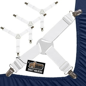 EVRI Adjustable Bed Sheet Straps with Metal Clamp Corners, 4 Pack ...