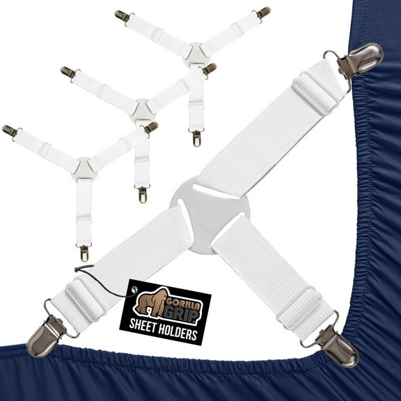 Sheet Fasteners, 4 count Adjustable Elastic Straps to Keep Sheets in ...