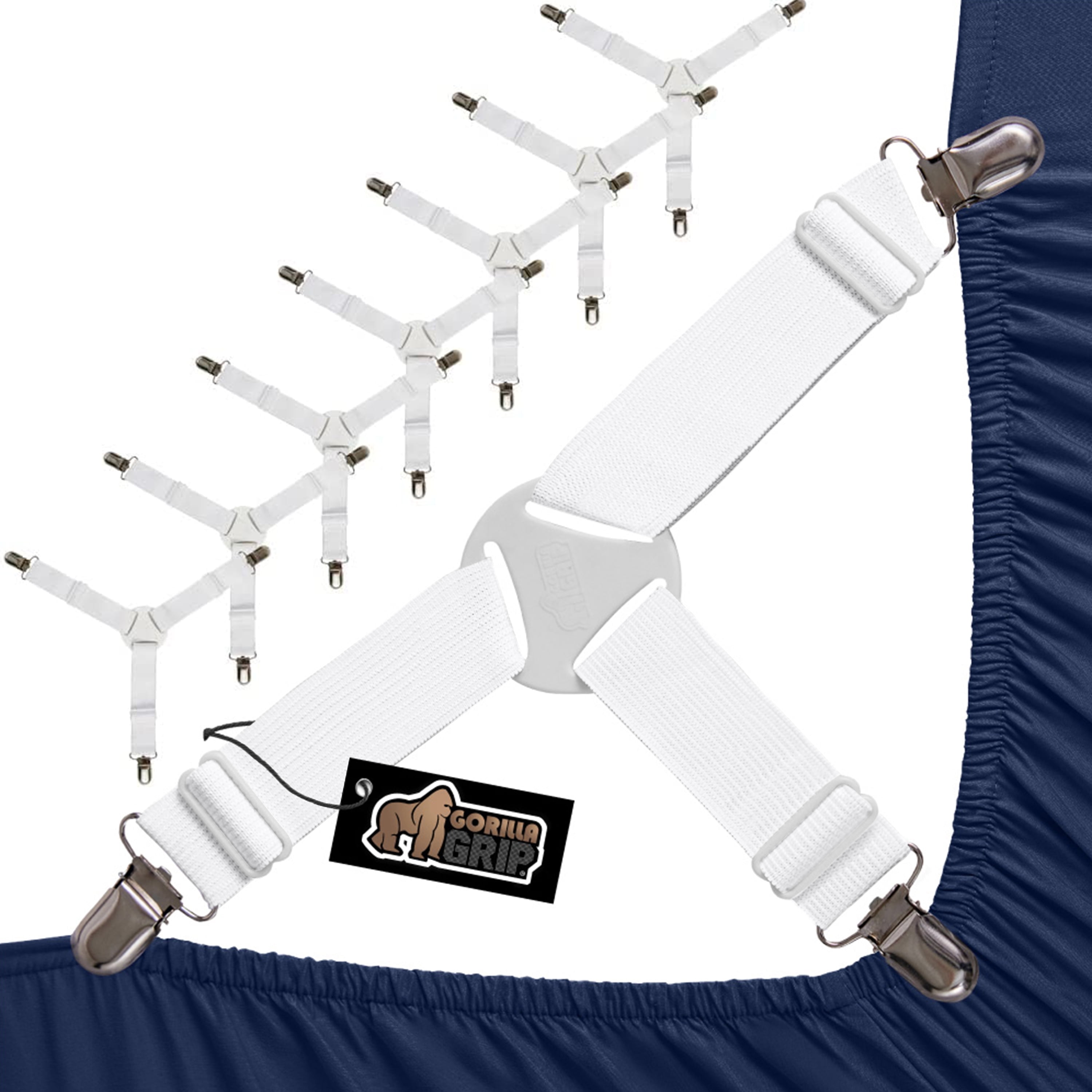 Gorilla Grip Bed Sheet Straps, Adjustable Elastic Fasteners with Metal ...