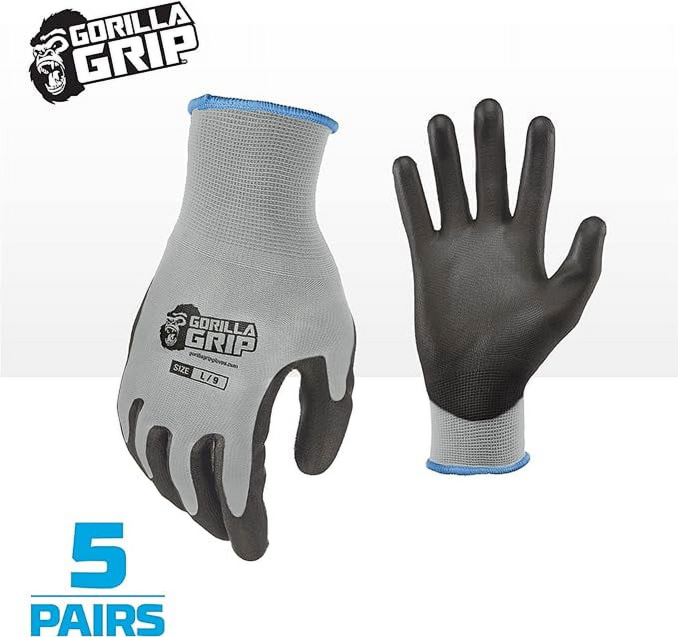 Gorilla Grip Grey Slip Resistant All Purpose Work Gloves, 15 Pairs ...