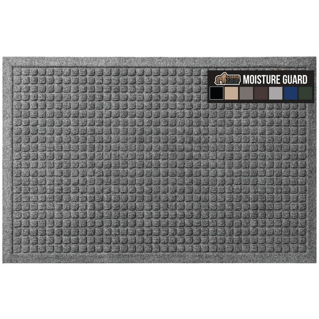 Indoor Outdoor Doormat, 30x16 Gray, Rubber Backed Moisture Guard Door ...