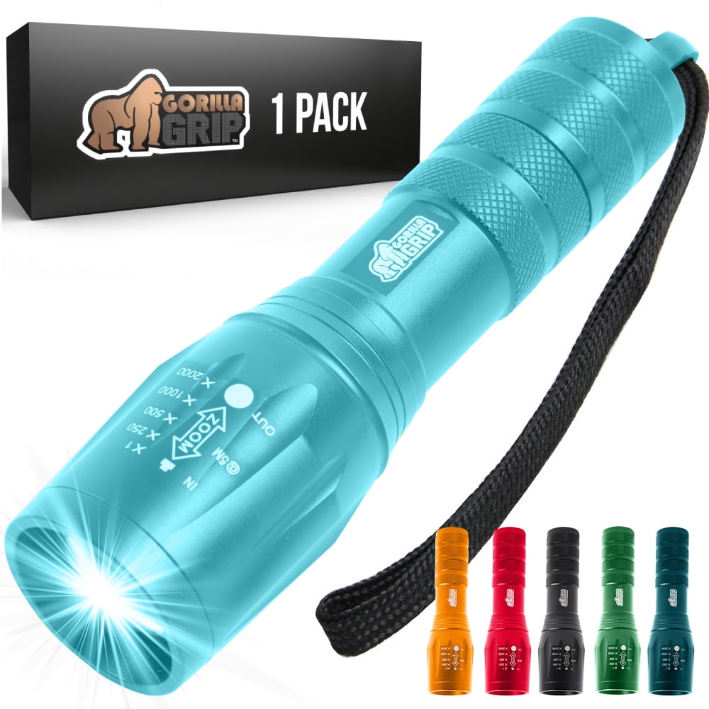 GORILLA GRIP LED Tactical Flashlight, 750 FT High Lumens 5 Modes, Water ...