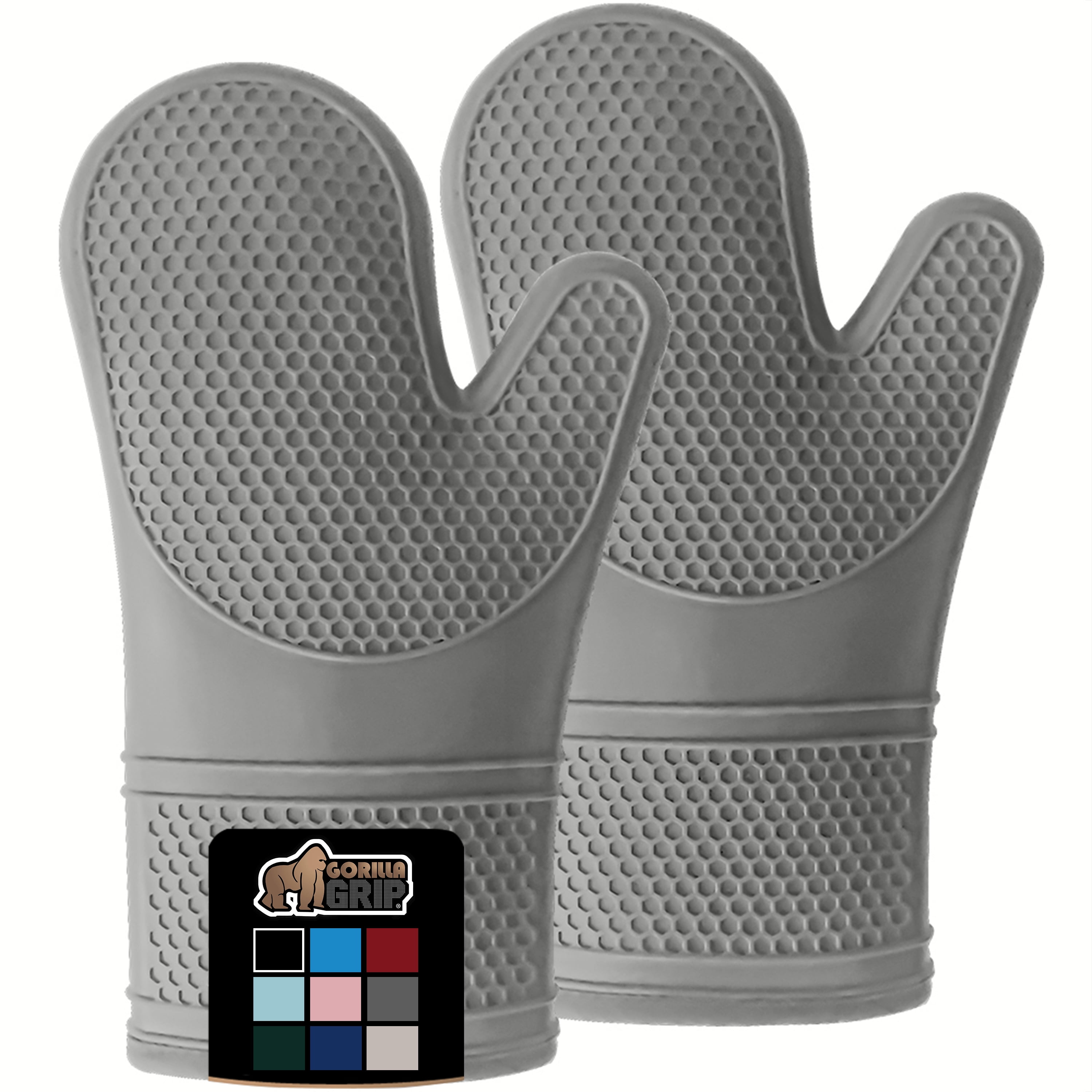 Gorilla Grip Heat and Slip Resistant Silicone Oven Mitts, Waterproof ...