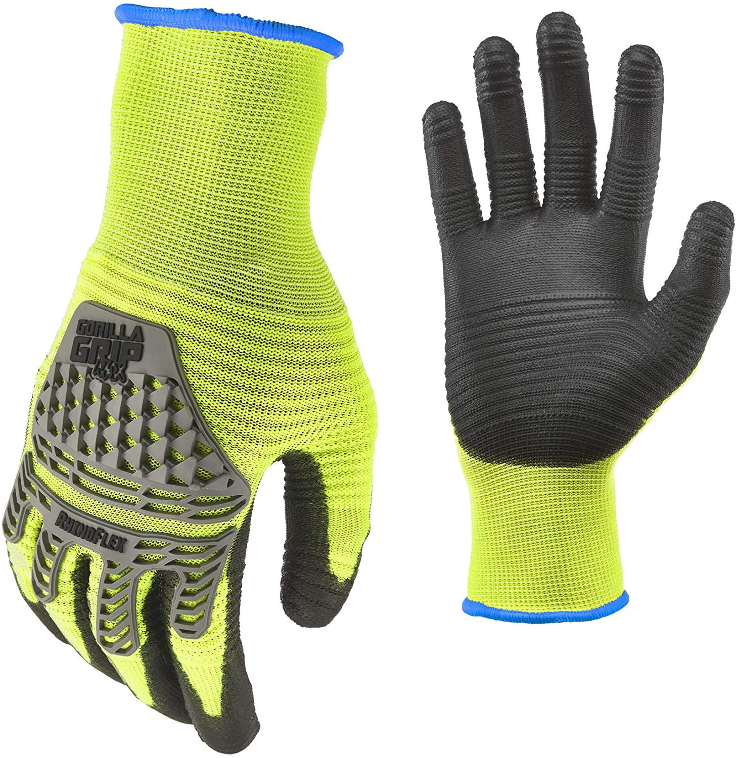 Gorilla Grip RhinoFlex A5 Cut Protection Hi Vis Work Gloves, No Slip ...