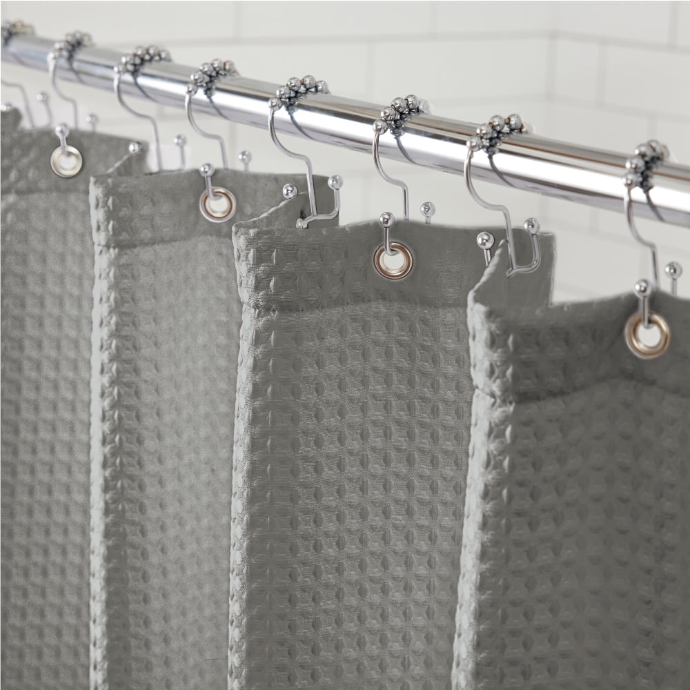 Gorilla Grip Waffle Shower Curtain, Thick Weighted Fabric, Wrinkle and ...