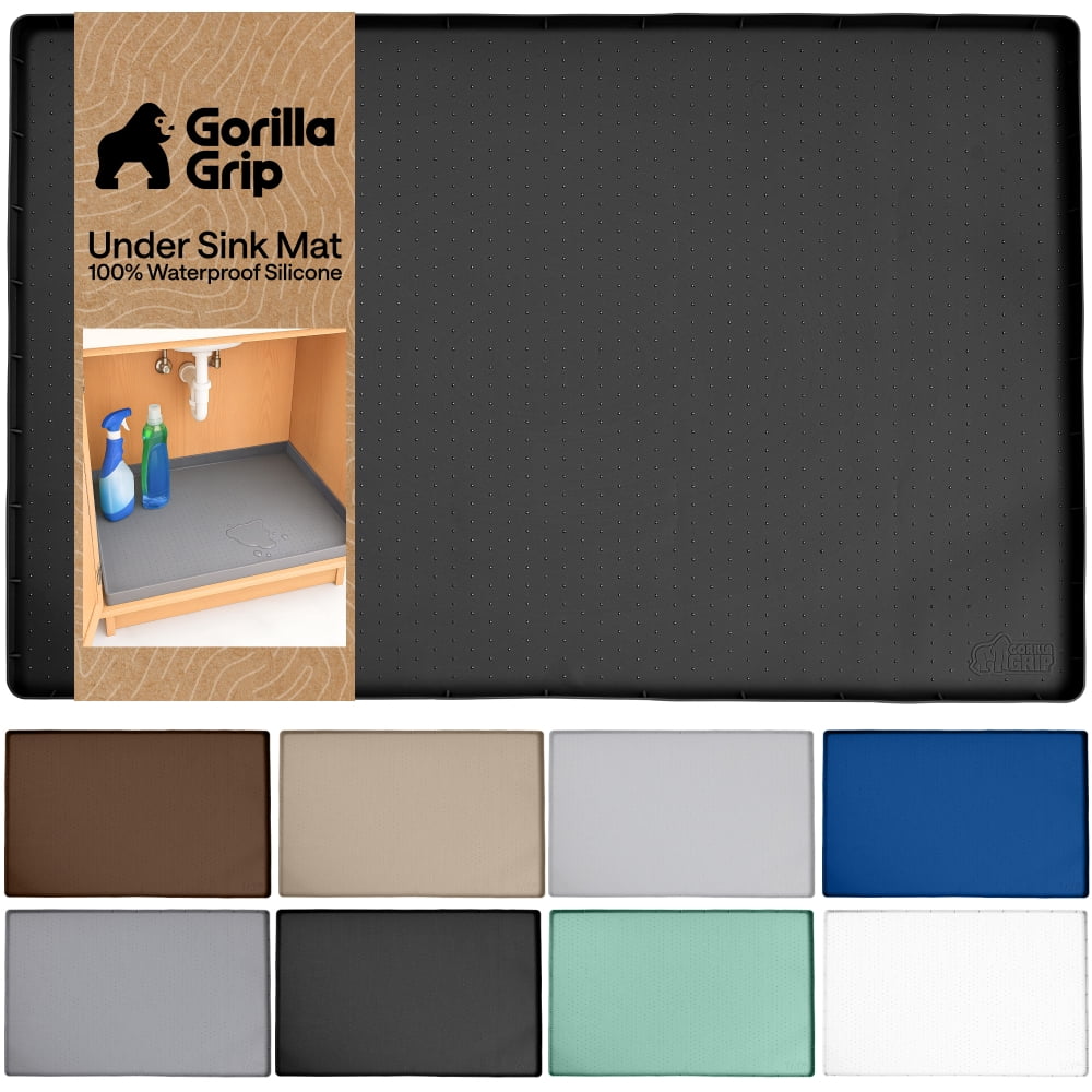 Gorilla Grip, Waterproof Silicone Under Sink Mat, 22x19 in, Black ...