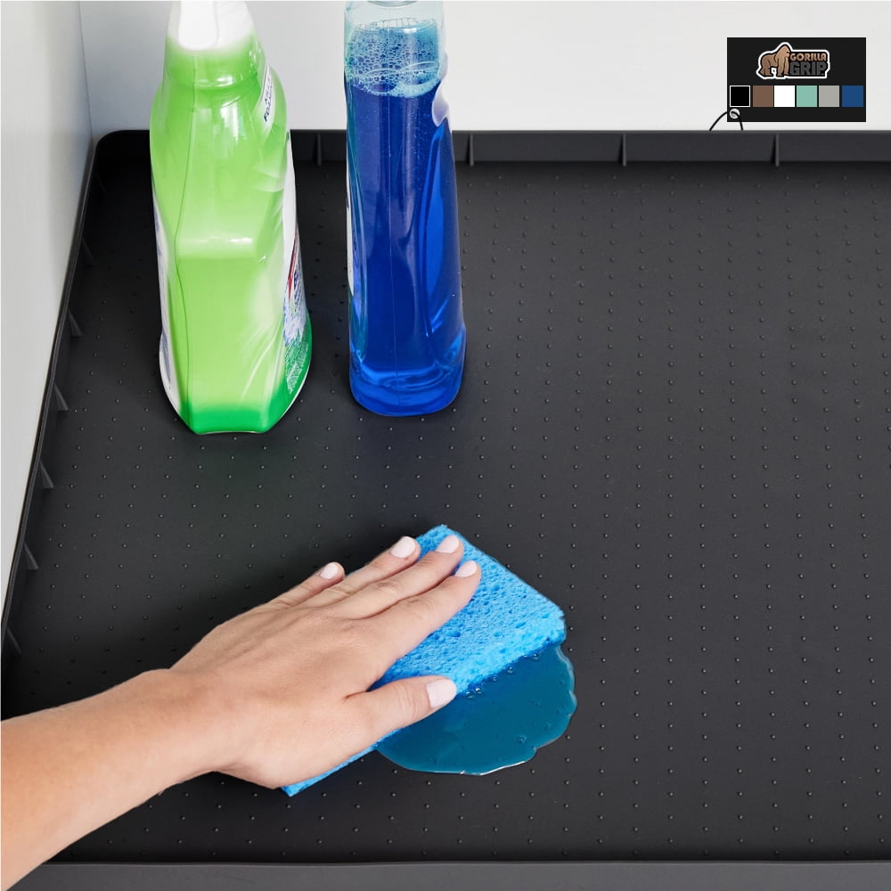 Gorilla Grip Waterproof Silicone Under Sink Mat with Raised Lip, 22x19 ...