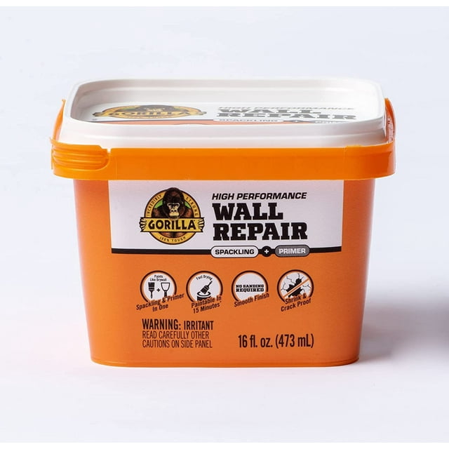 Gorilla Heavy Duty Wall Repair Spackling + Primer, 16 Ounce Tub ...