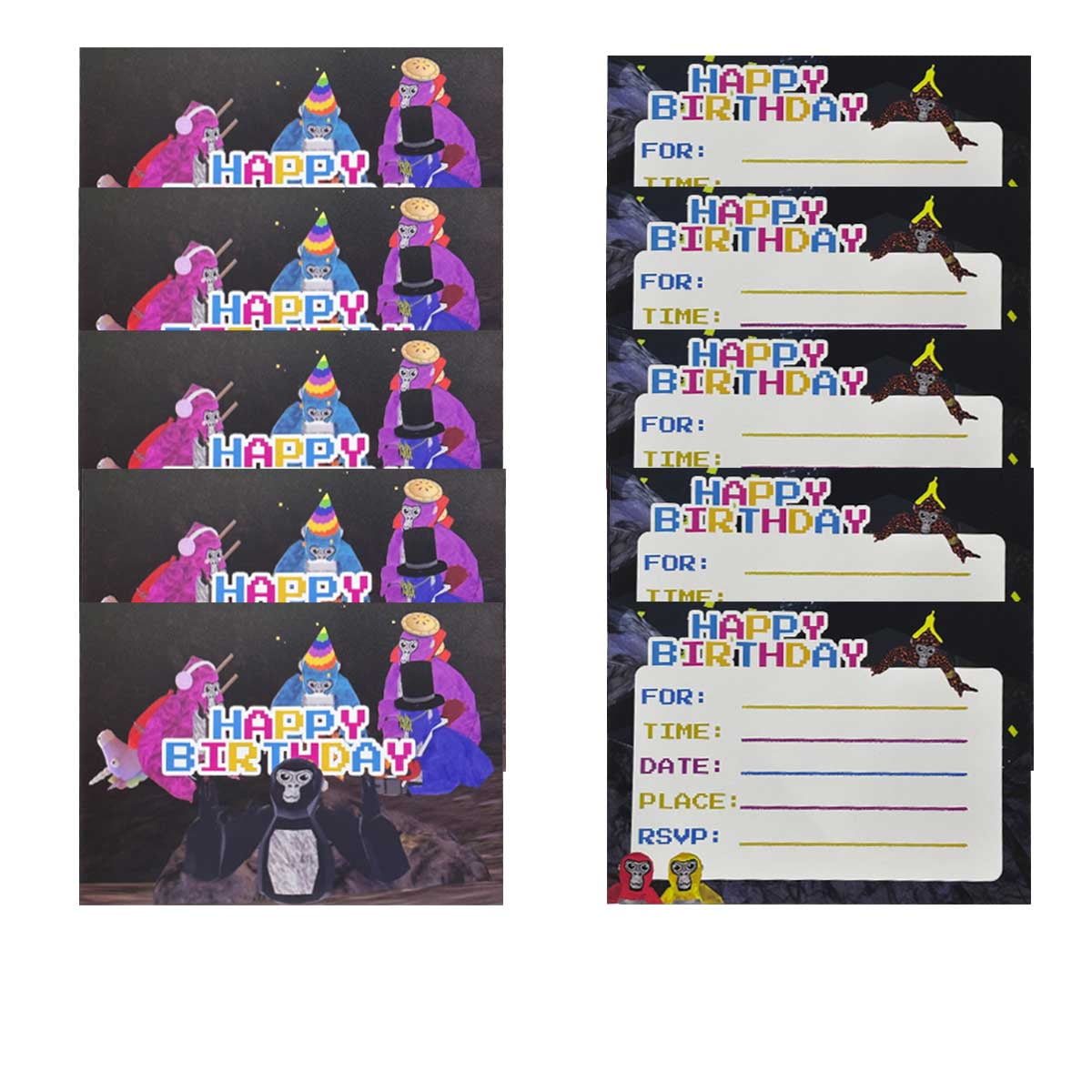 Gorilla Invitations Cards Stock Bulk Birthday Invite Fill-in Party ...