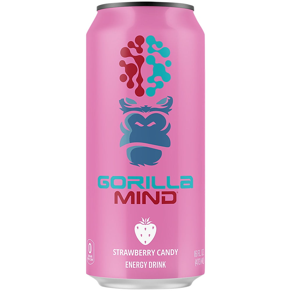 Gorilla Mind, Energy Drink - Strawberry Candy (12 Drinks , 16 Fl Oz ...
