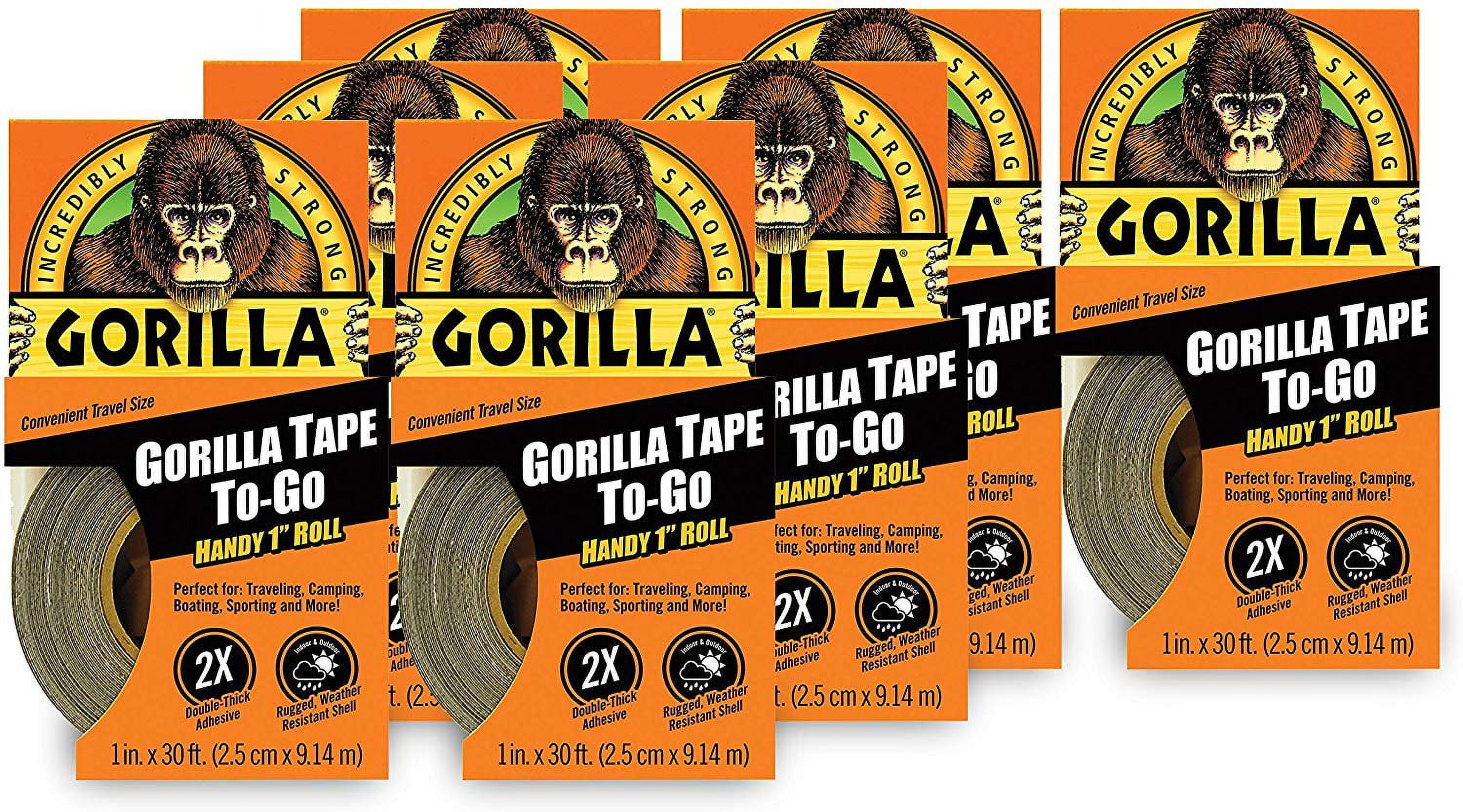 Gorilla Mini Duct Tape To-Go, 1" x 10 Yard Travel Size, Black, Pack of ...