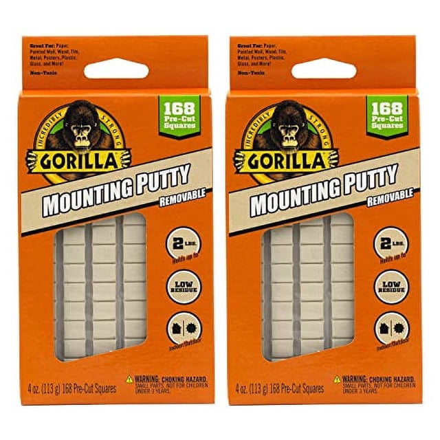 Gorilla Mounting Putty, Non-Toxic, Natural Tan, Removable ...