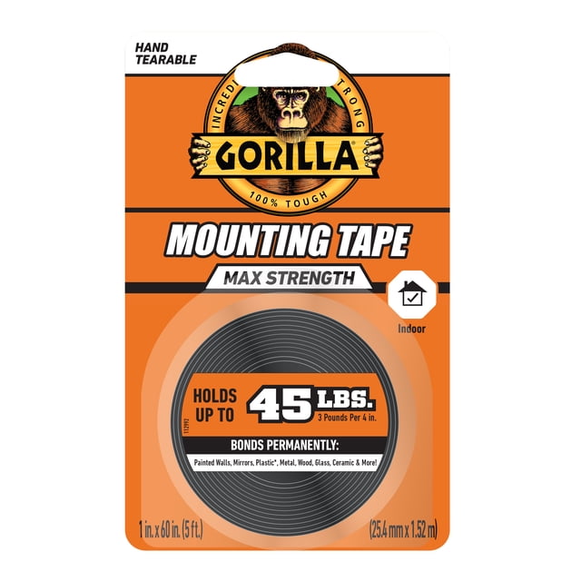 Gorilla Mounting Tape Max Strength 60inches 6pc Bulk Black Color ...