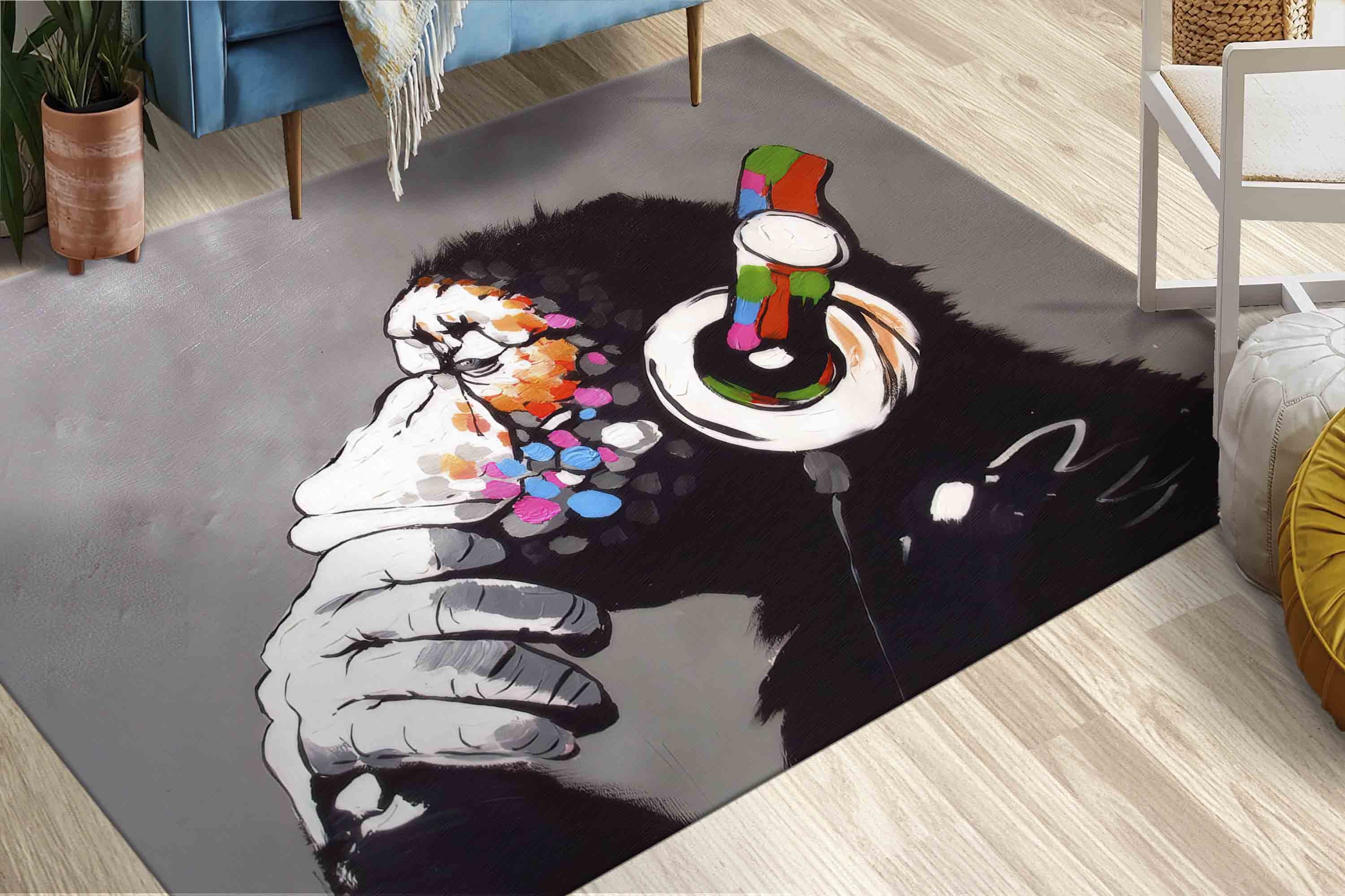 Gorilla Rug, Thin Rug, Outdoor Rug, Thinking Monkey Rug, Custom Rug ...