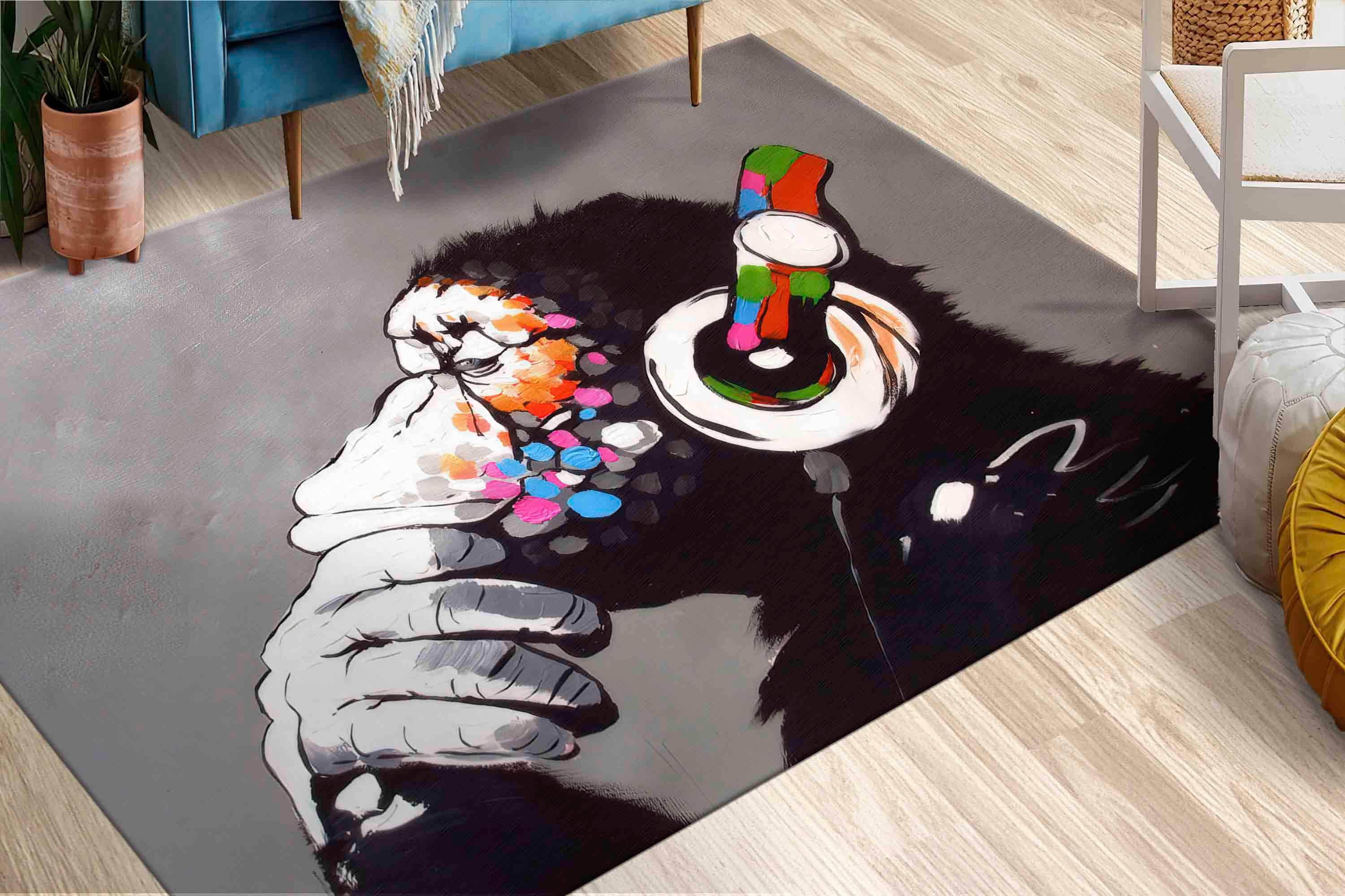 Gorilla Rug, Thin Rug, Outdoor Rug, Thinking Monkey Rug, Custom Rug ...