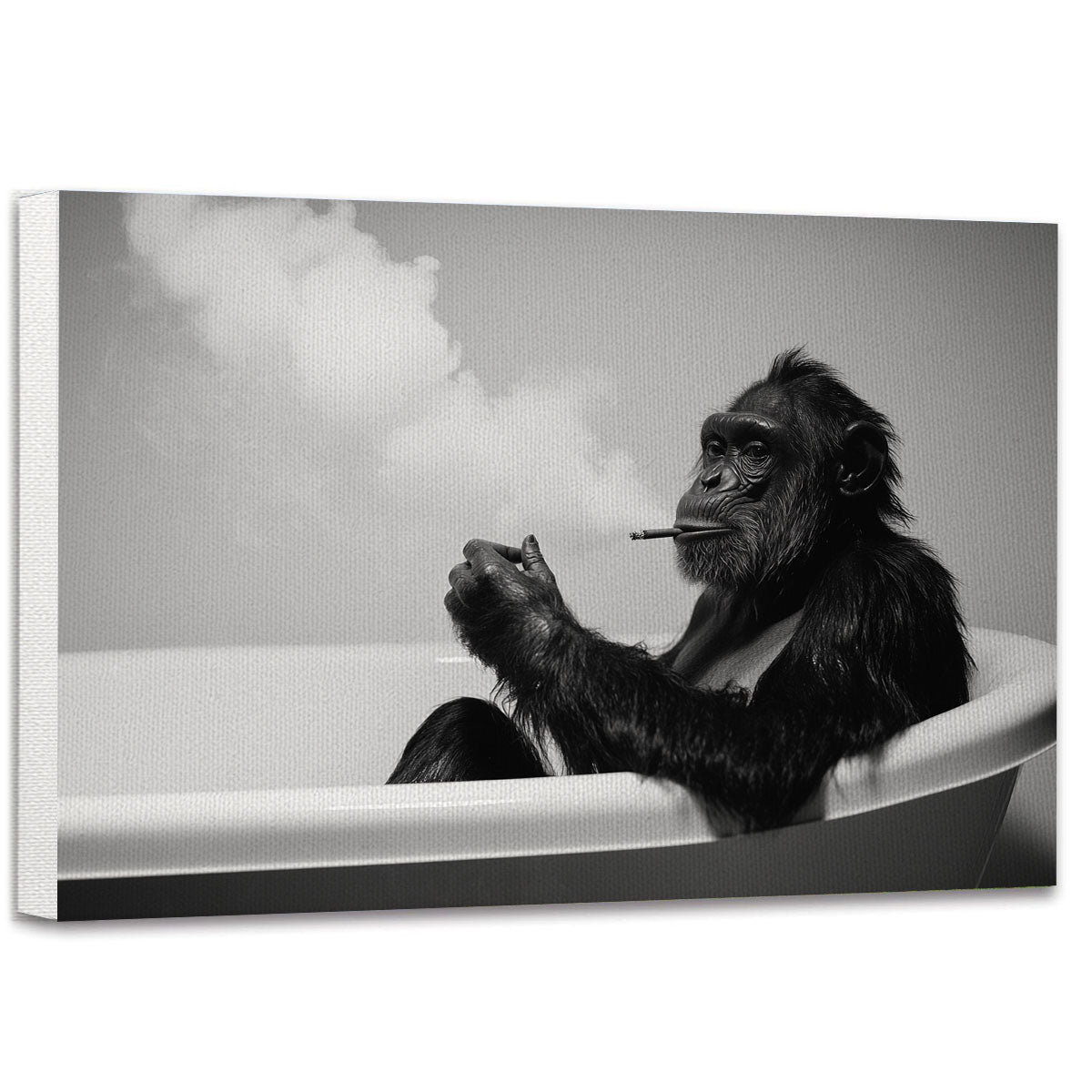 Gorilla Smoking a Cigarette Art Poster,Gorilla in Bathtub Wall Art ...