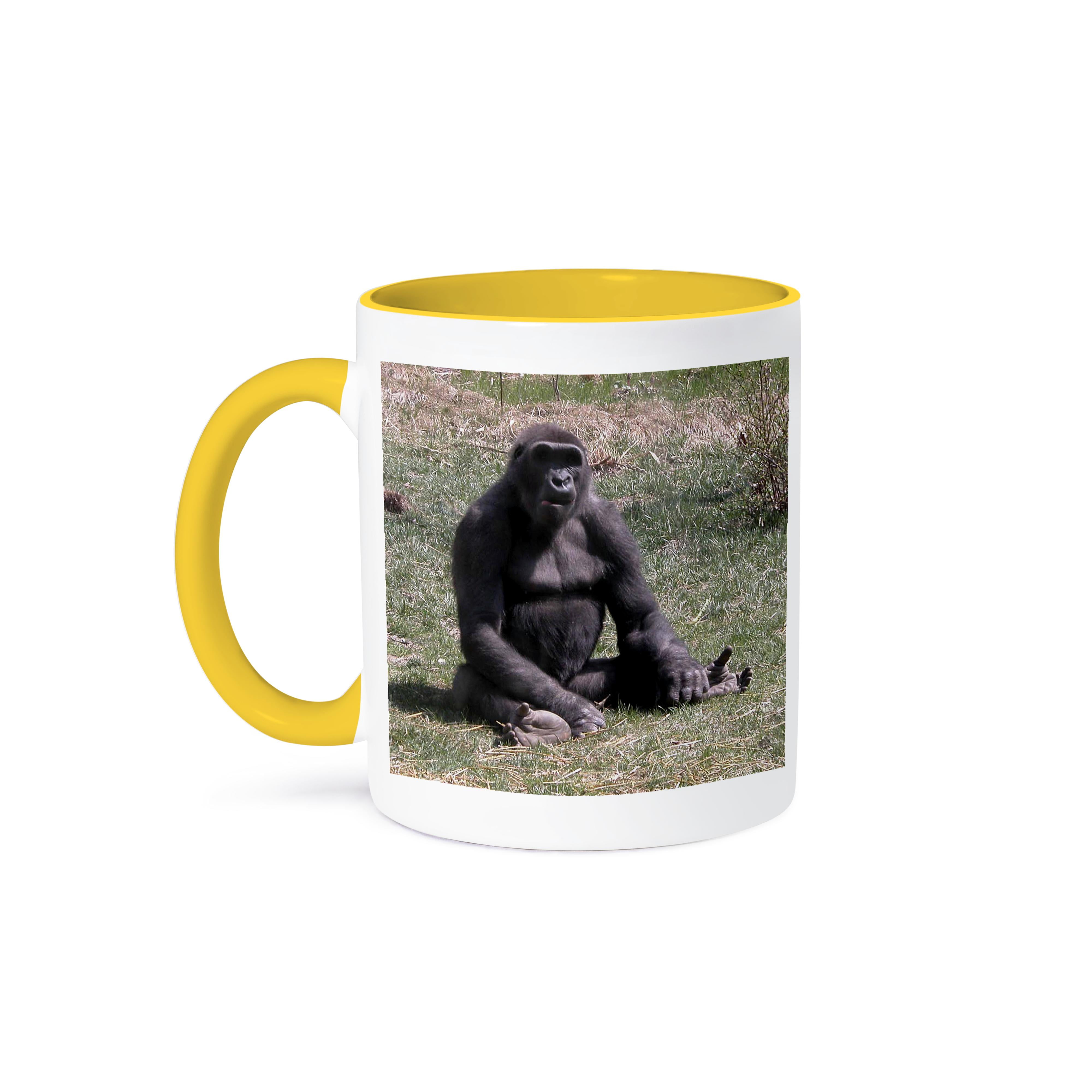 Gorilla Sticking His Tongue Out, 11oz Two-Tone Yellow Mug - Walmart.com