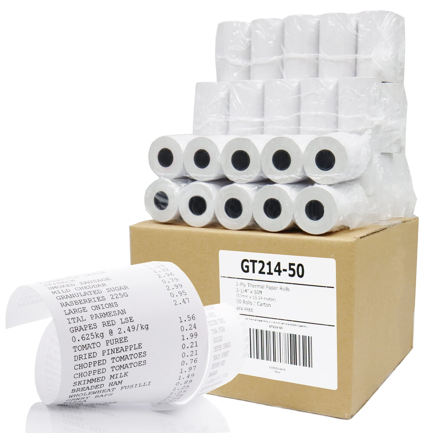 Gorilla Supply 2 1/4 x 50 Thermal Receipt Paper Roll, BPA Free, 50 ...