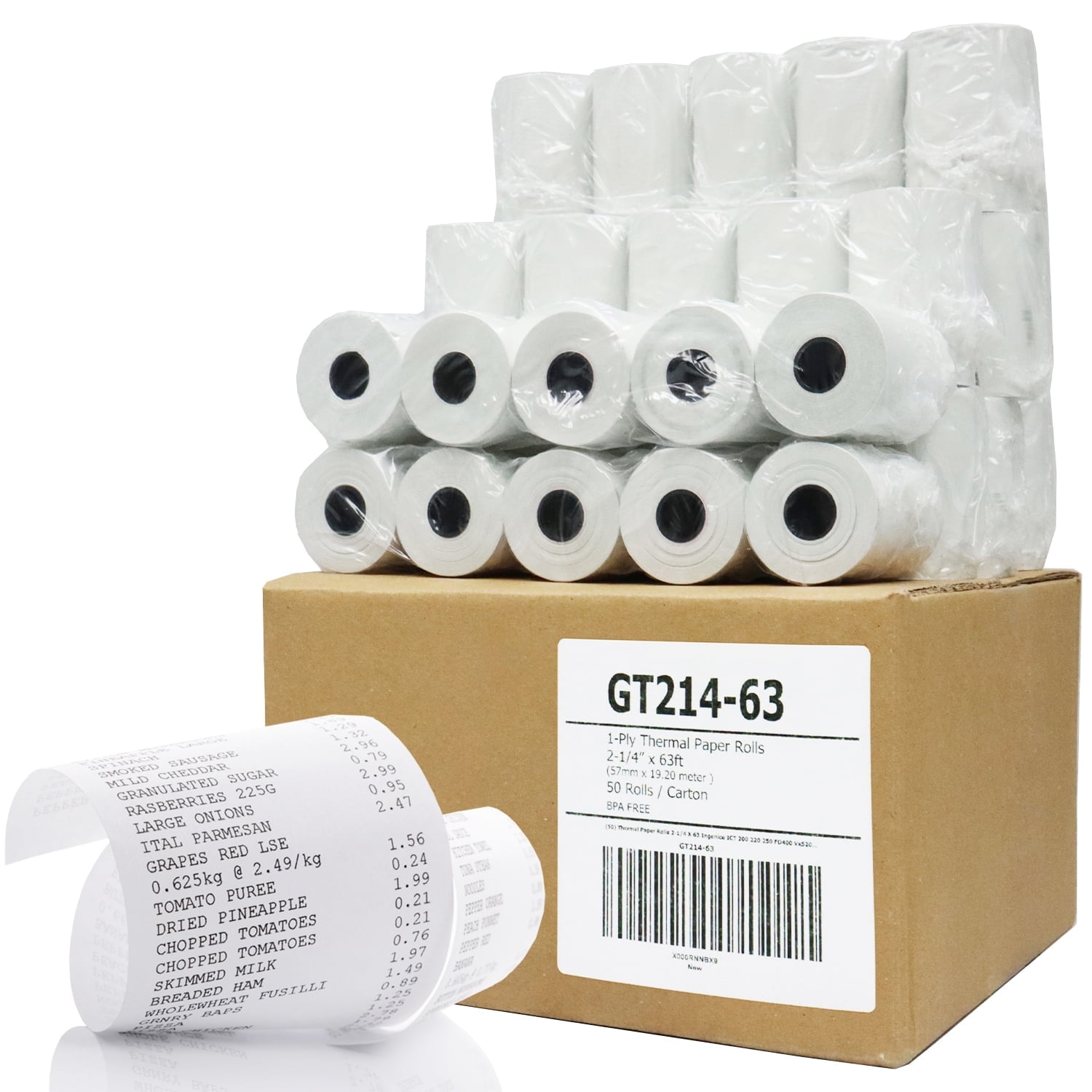 Gorilla Supply 50 BPA Free Rolls, 2 1/4 x 63 Thermal Paper, Fit VX520 ...