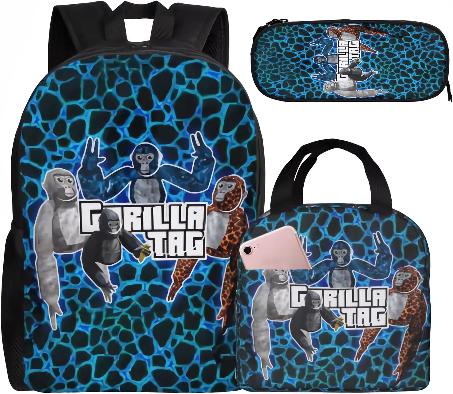 Gorilla Tag Anime Gorilla Game Tag Primary School Backpack Set With ...