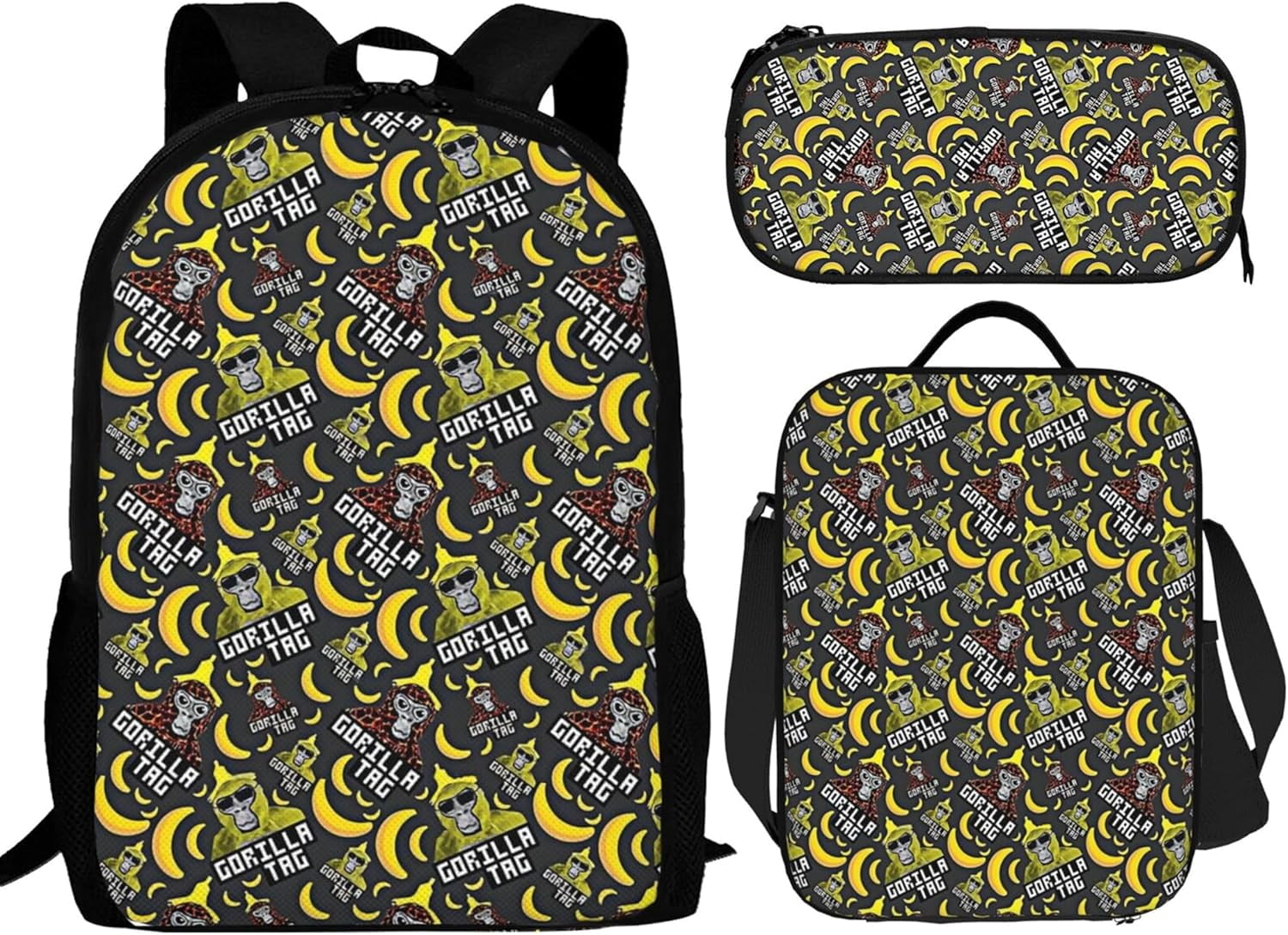 Gorilla Tag Backpack 3-piece Gorilla VR Game Cartoon Pencil Bag Lunch ...