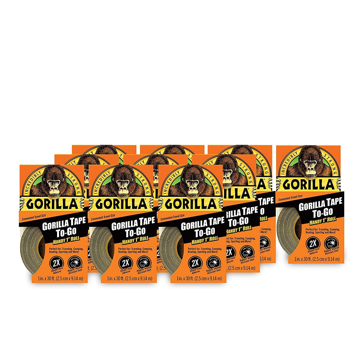 Gorilla Tape, Mini Duct Tape To-Go, 1" x 10 yd Travel Size, Black, Pack ...