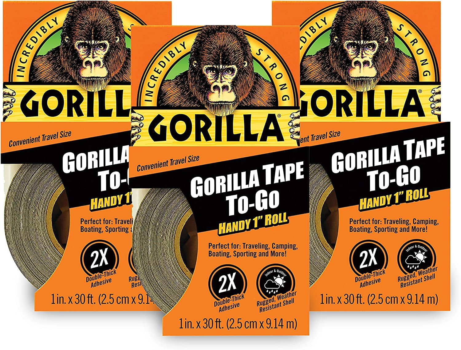 Gorilla Tape, Mini Duct Tape to-Go, 1" x 10 yd Travel Size, Black ...
