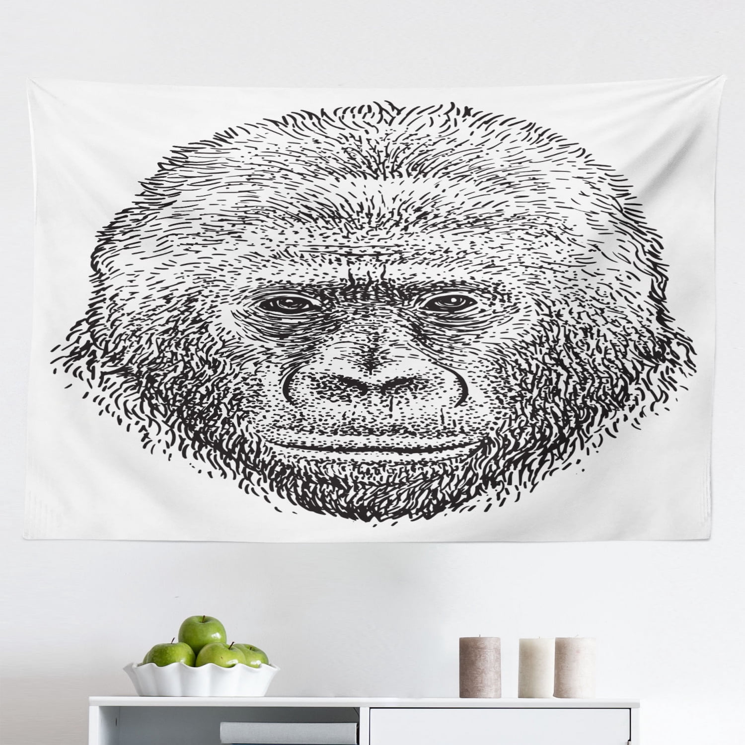 Gorilla Tapestry, Close up Shot of an Ape Animal on a Blurry Background ...