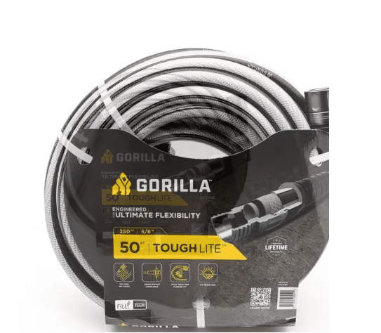 Gorilla ToughLite 5/8 in. x 50 ft. Flexible Lightweight Water Hose with ...