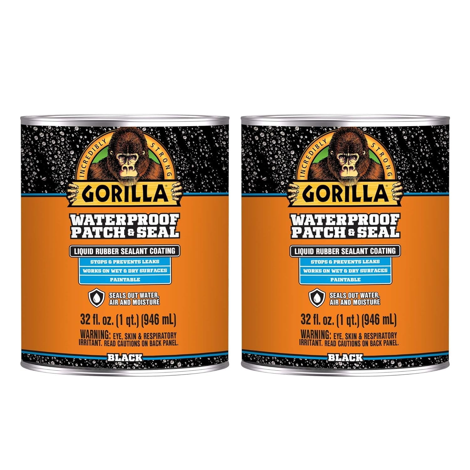 Gorilla Waterproof Patch & Seal Liquid Rubber Sealant, Black, 32oz Pack ...
