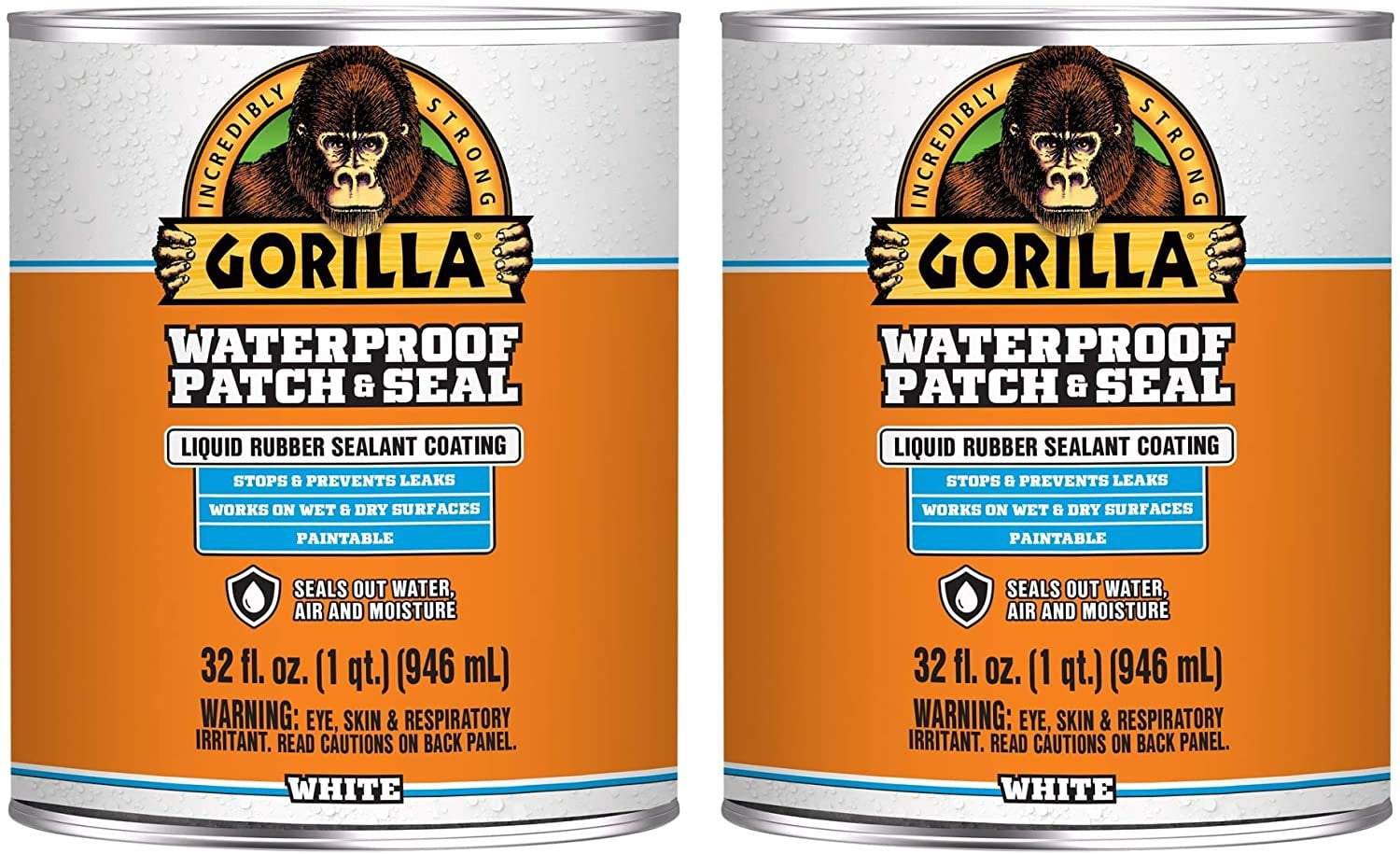 Gorilla Waterproof Patch & Seal Liquid, White, 32 Ounces, Pack of 2 ...