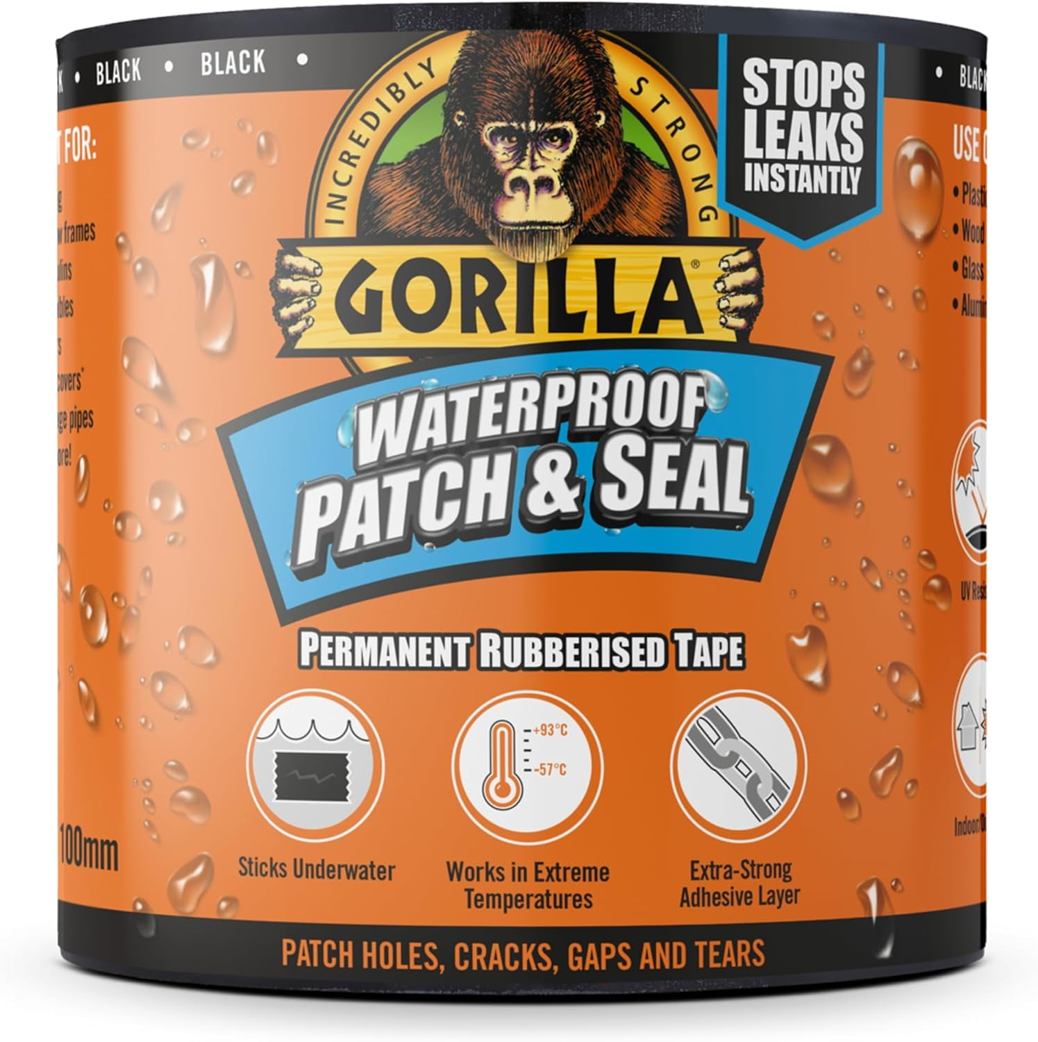 Gorilla Waterproof Patch & Seal Tape Black 3m - Walmart.com