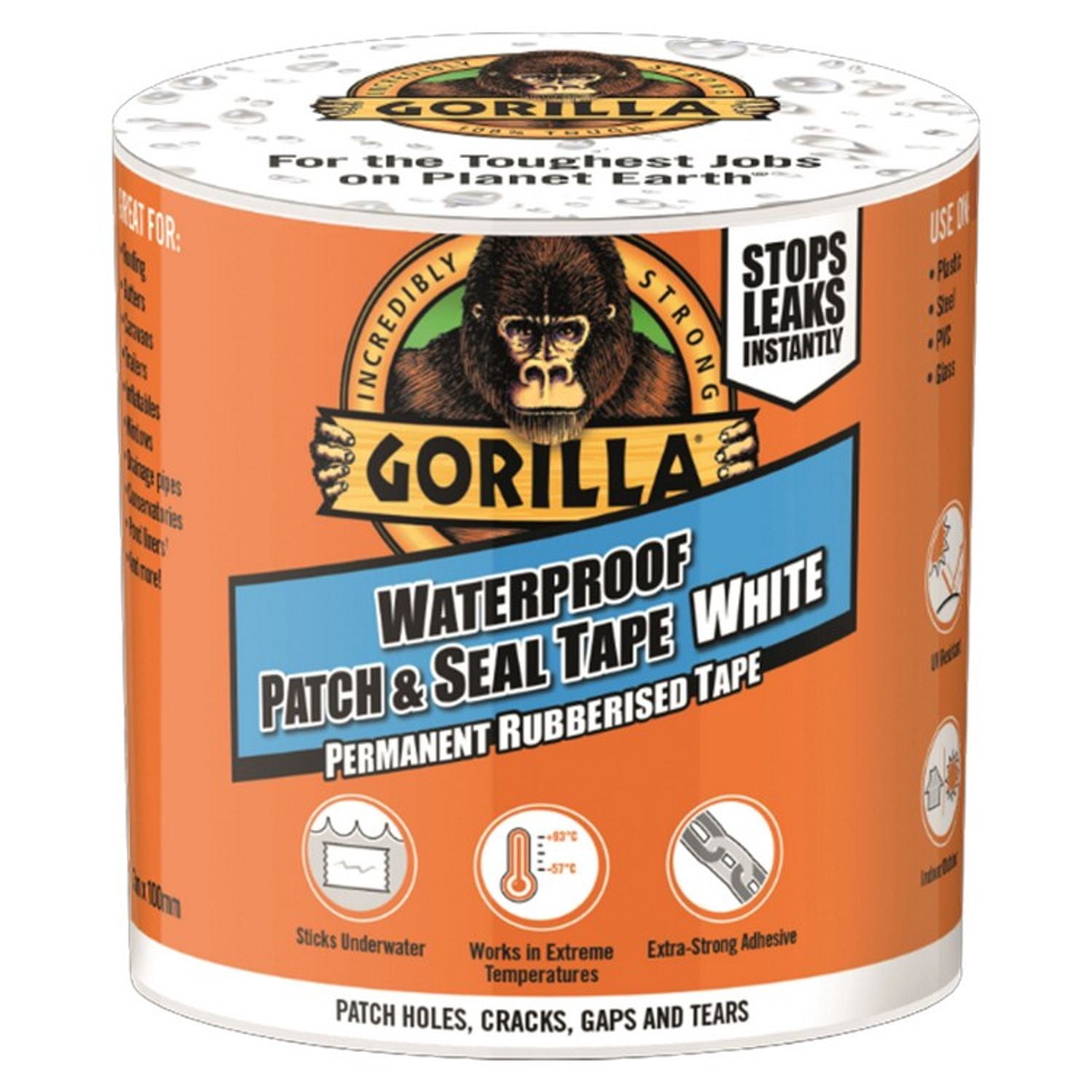 Gorilla Waterproof Patch & Seal Tape White 100mm x 3m - Walmart.com
