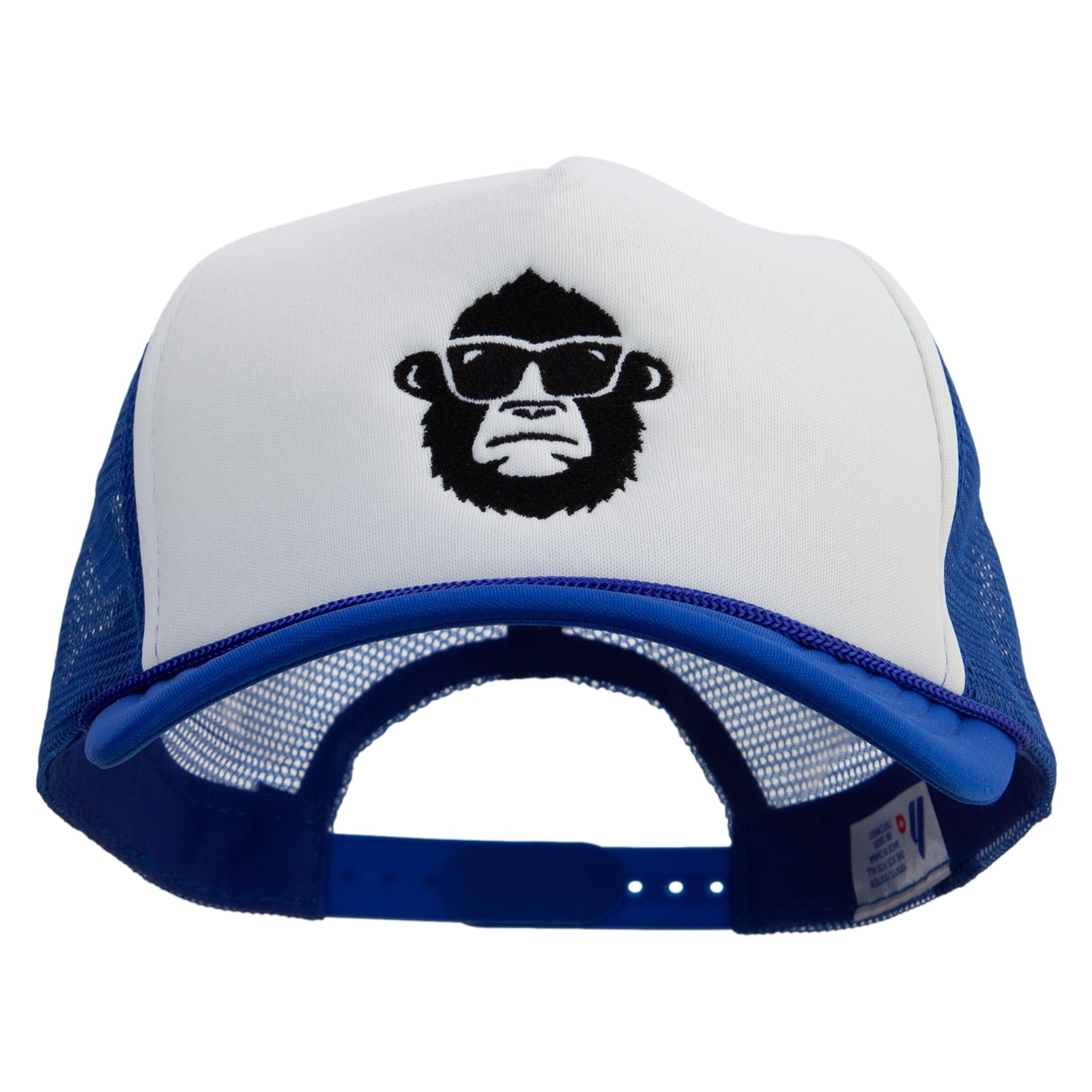 Gorilla Wear Glasses Embroidered Summer Foam Mesh Trucker Cap - Royal ...