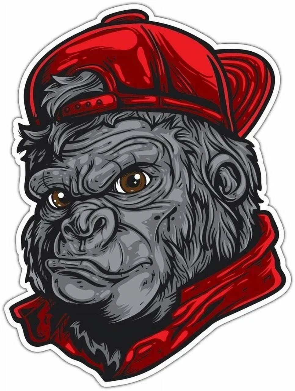 Gorilla Wearing Red Baseball Cap Hat Ape Car Stickerphone Decal Water ...