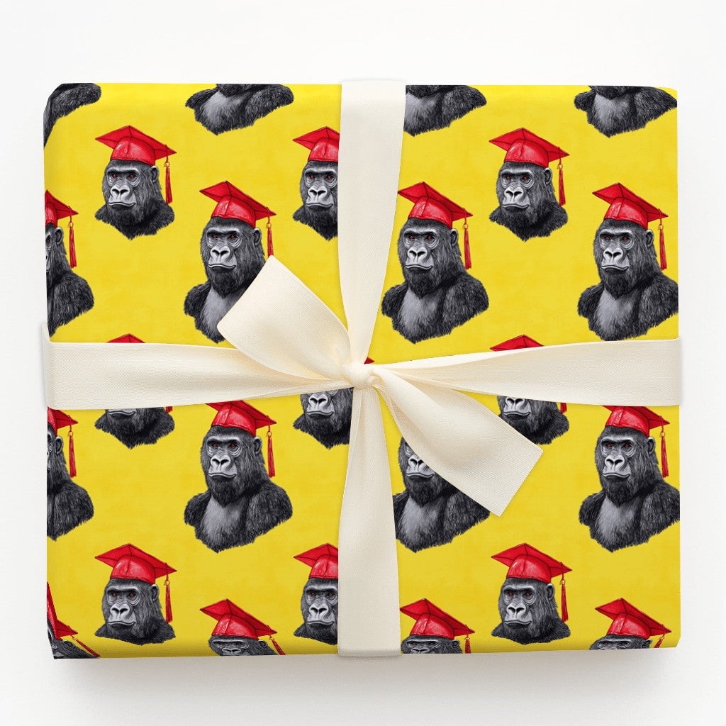 Gorilla Wearing Red Graduation Cap Graduation Gift Wrapping Paper ...