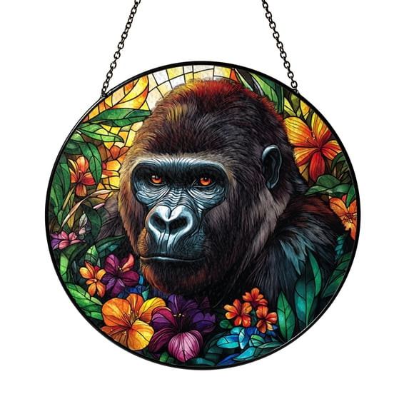 Gorilla Wildlife Stained Glass Style Suncatcher Window Hanging, Jungle ...