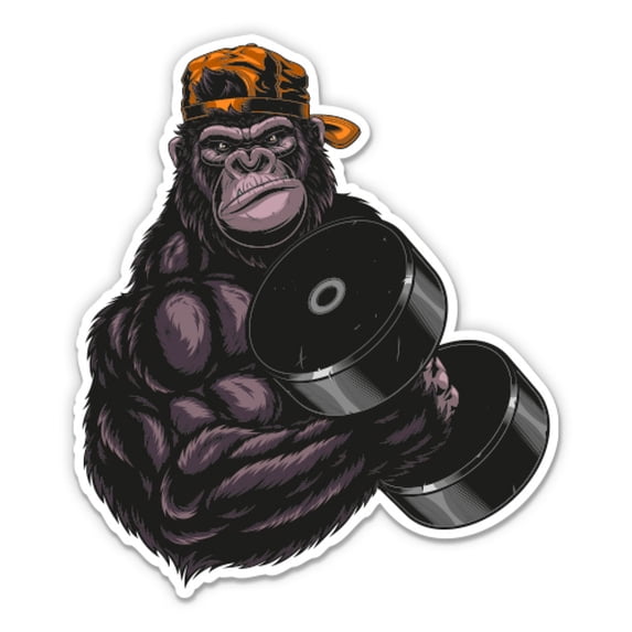 Gorilla Working Out Fitness Gym Strong - 3" Vinyl Sticker - For Car ...