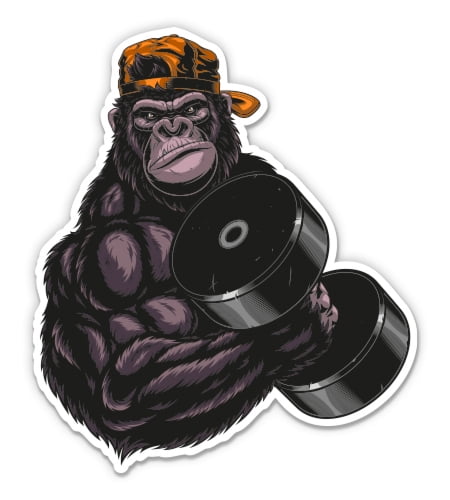Gorilla Working Out Fitness Gym Strong - 8" Vinyl Sticker - For Car ...